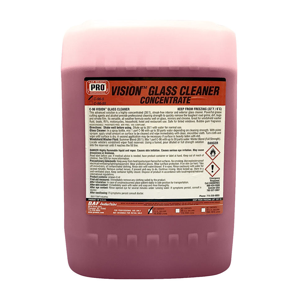 VISION GLASS CLEANER CONCENTRATE - 5 GALLON. | PRO® Car Beauty Products ...